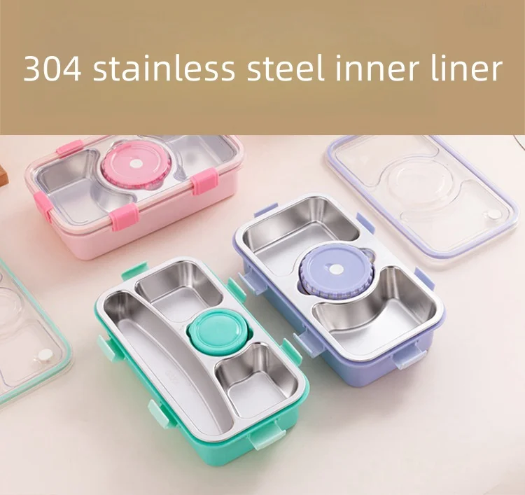 3 Grids Stainless Steel Tiffin Box For Kids Containers For Meals And ...