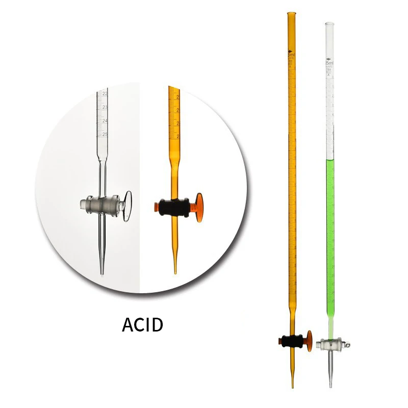 Laboratory Glass Ware 10mL 25mL 50mL Micro Acid Alkali Burette Set with ...