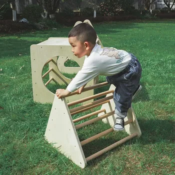 Wooden Indoor And Outdoor Kids Triangle Children Climbing Frame For ...