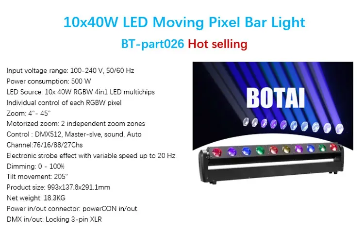 Botai Disco Stage 10x40W Moving Pixel LED Bar Light| Alibaba.com