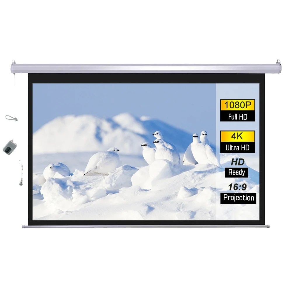 72" 16:9 Wall and Ceiling Electric Projector Screen Home Theatre Cinema ...