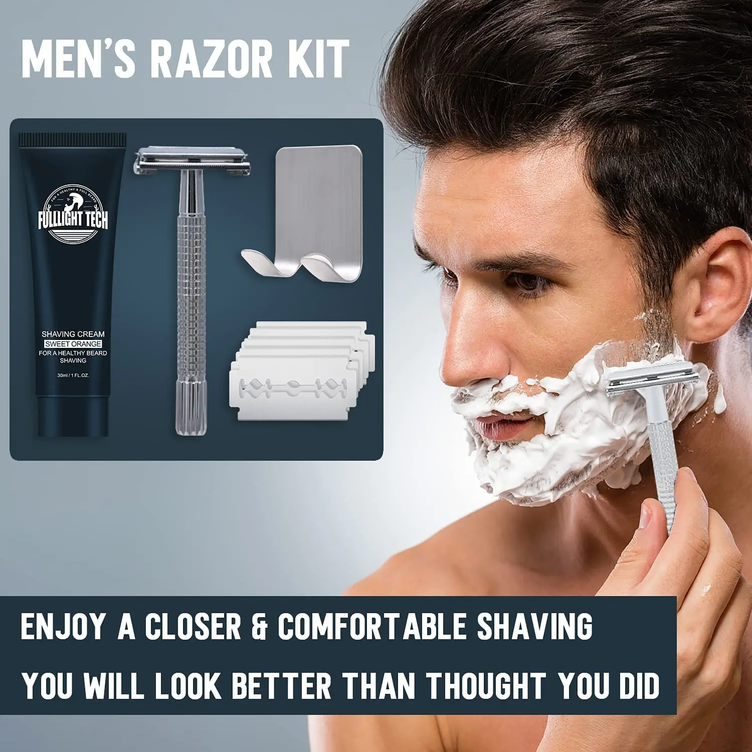 Mens Grooming Beard Travel Kit - Shaving Cream & Razor