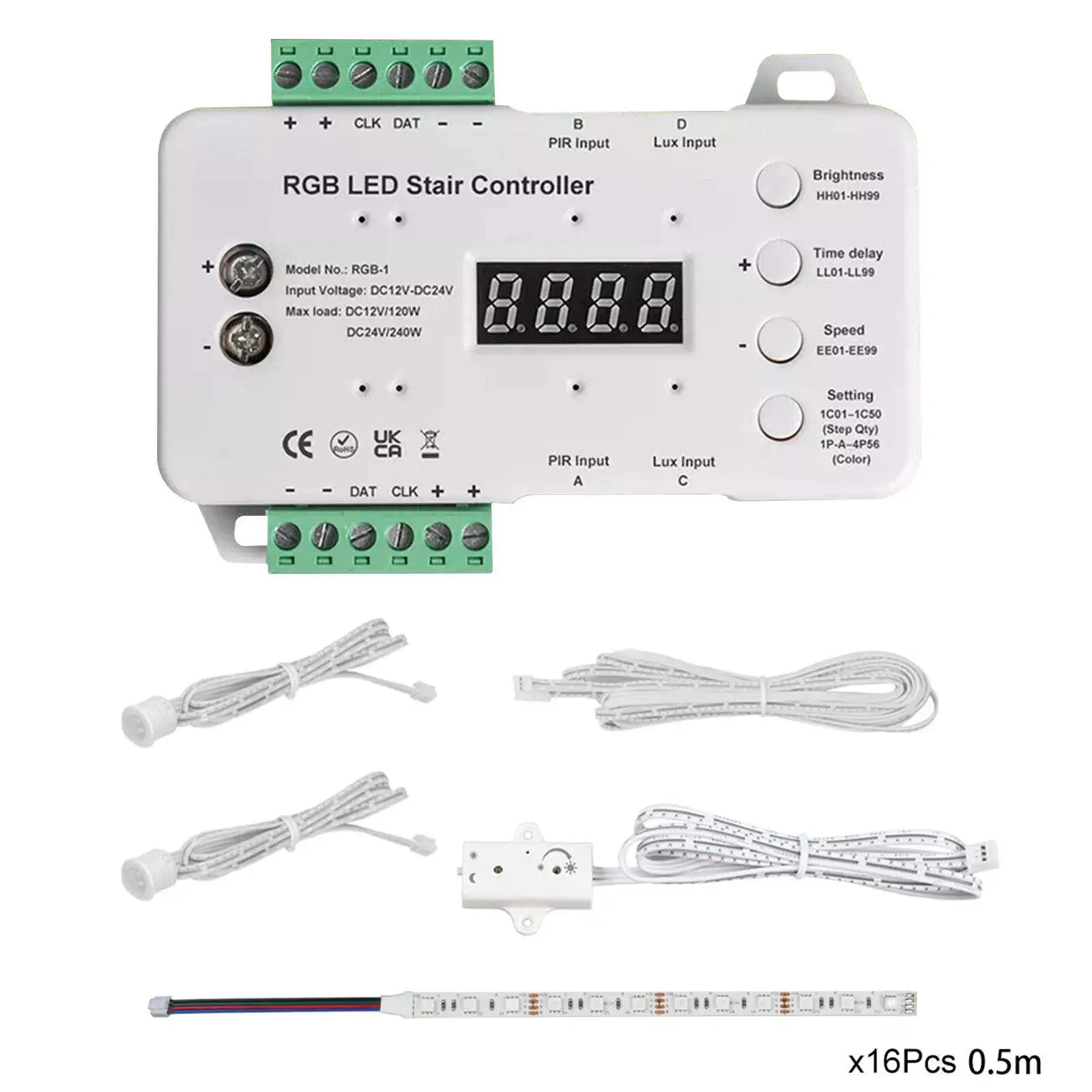 Automatic LED RGB Strip Stair Light Controller 10A With Daylight Sensor ...