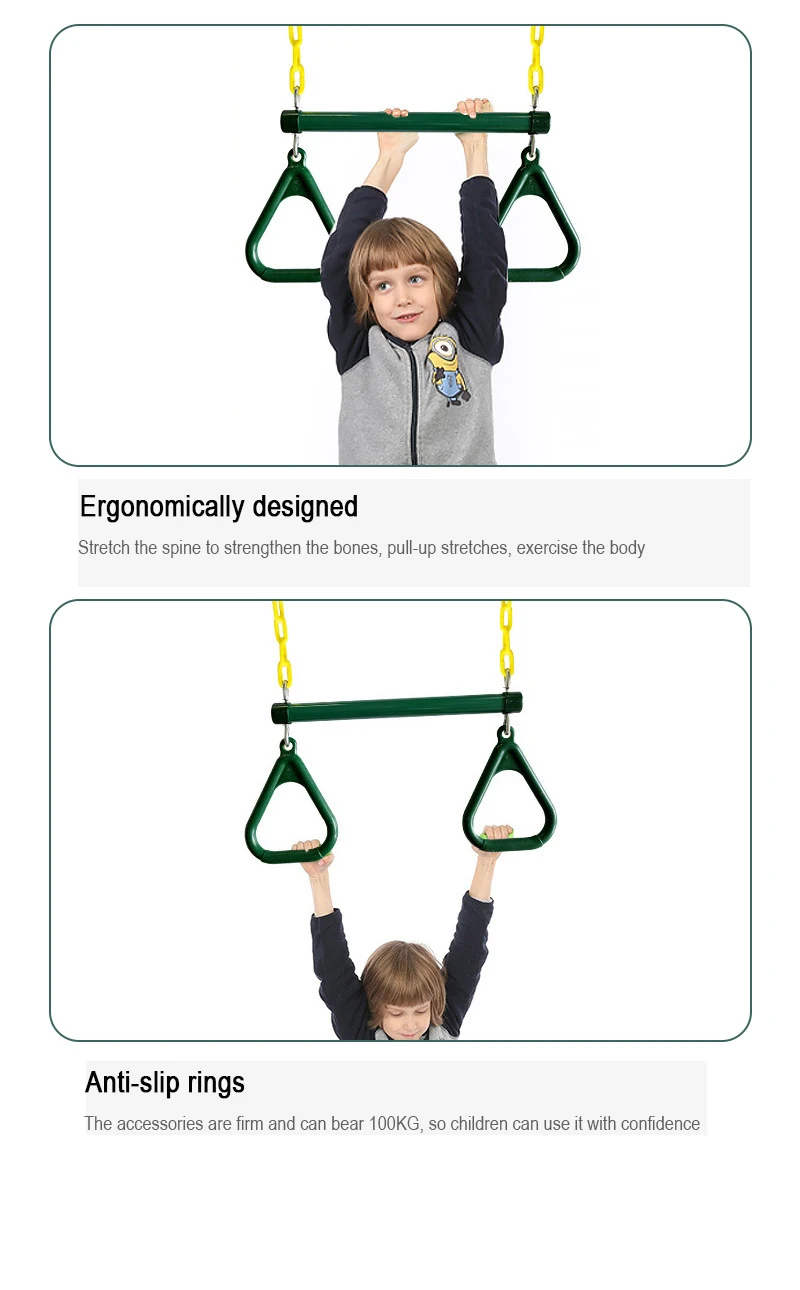 Wholesale Adjustable Rope Set Trapeze Swing Iron Bar Gym Rings Bar Tree ...