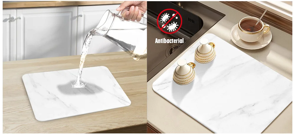 Stone Dish Drying Mats for Kitchen Counter - Absorbent & Stylish