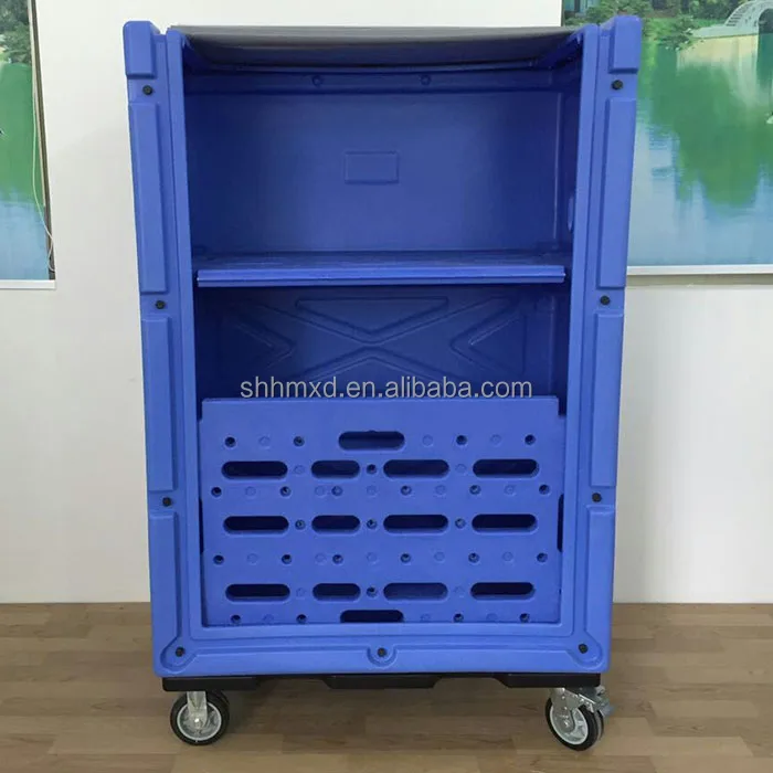 Plastic Laundry Cage Linen Trolley with Shelves for Hotel