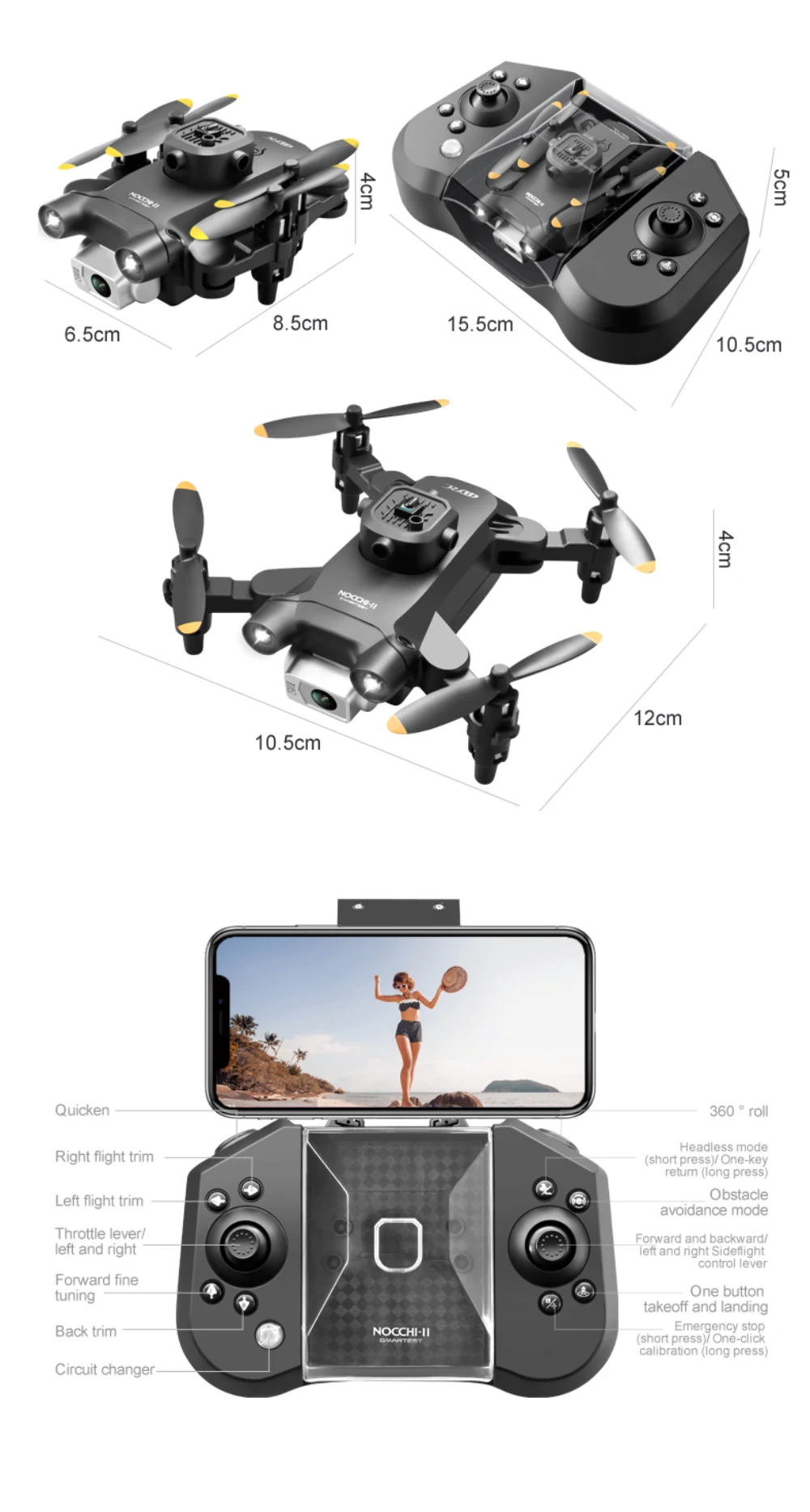 Hot 4drc V30 Rc Mini Drone With Wifi Camera Obstacle Avoidance Height ...