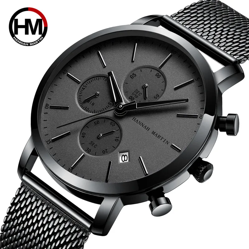 Hannah Martin 109 Luxury Men Quartz Watches Chronograph Business