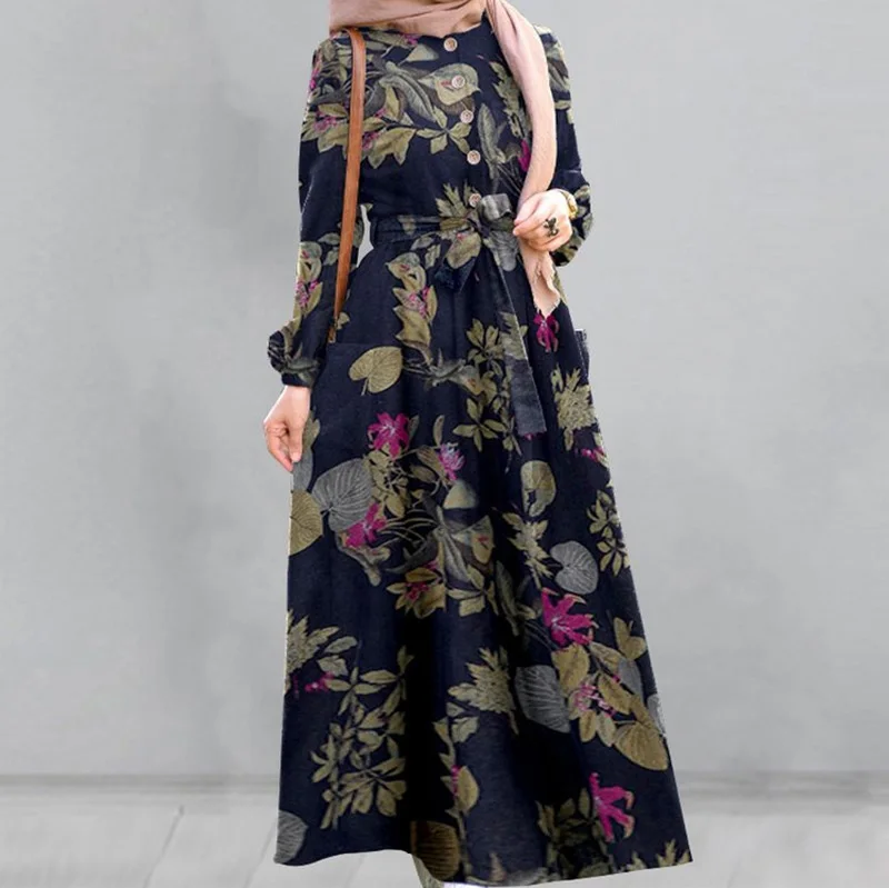 Netherlands Plus size muslim abaya dress premium floral printed cover ...