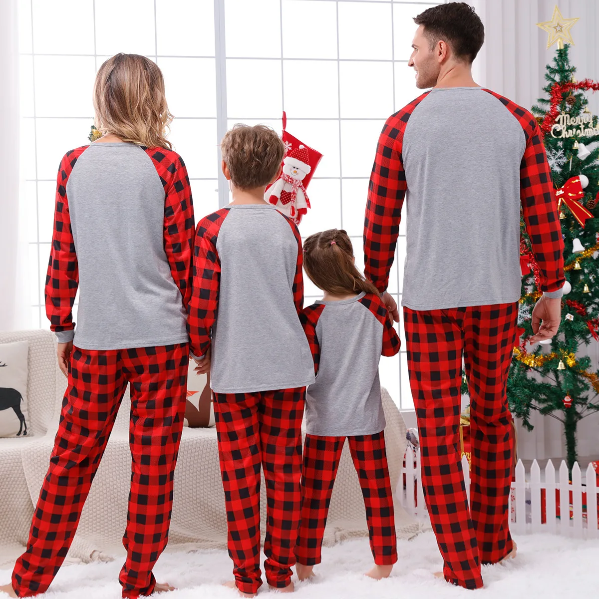 Merry Christmas Pajamas Family Long Sleeve Cotton Xmas Pyjamas Pjs 2pcs ...