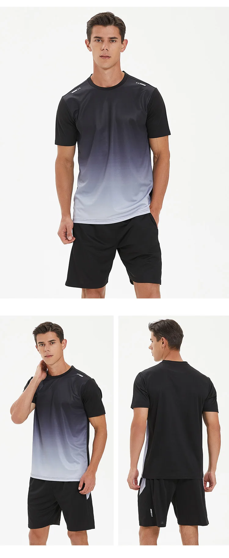 Men Workout Sets Athletic Clothes Soccer Shirts and Shorts Set Running ...