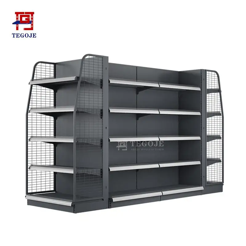 Factory Custom Metal Supermarket Racks 500 Square Store Shelves For Gondola Shelves Supermarkets ...