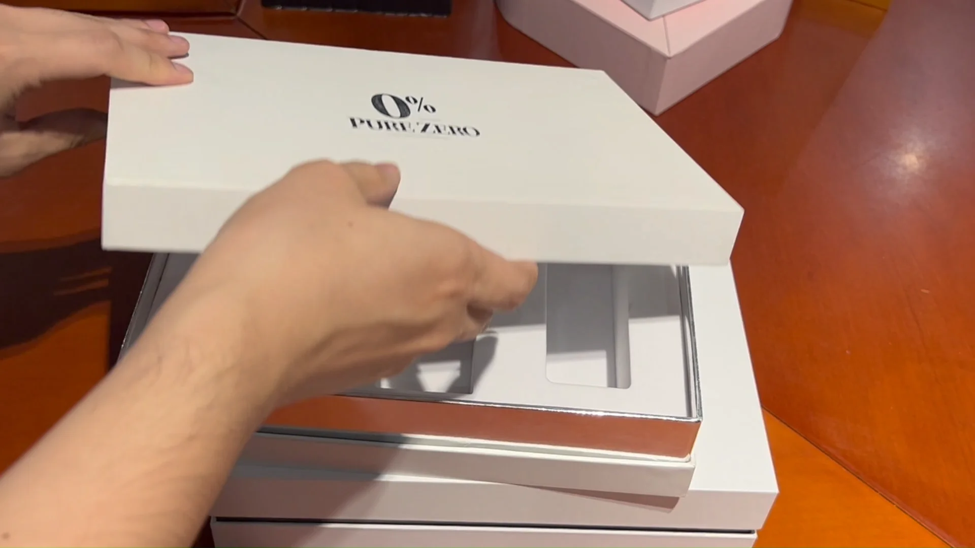 Custom Silver Logo Rigid Boxes Removable Neck White Lid And Base Box ...