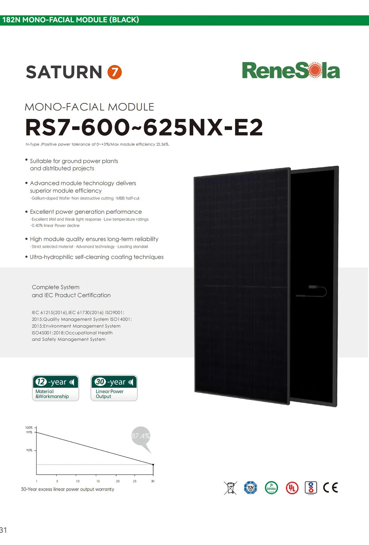 Germany N Type Renesola Solar Paneles Solares 600w 605w 610w 615w 620w ...