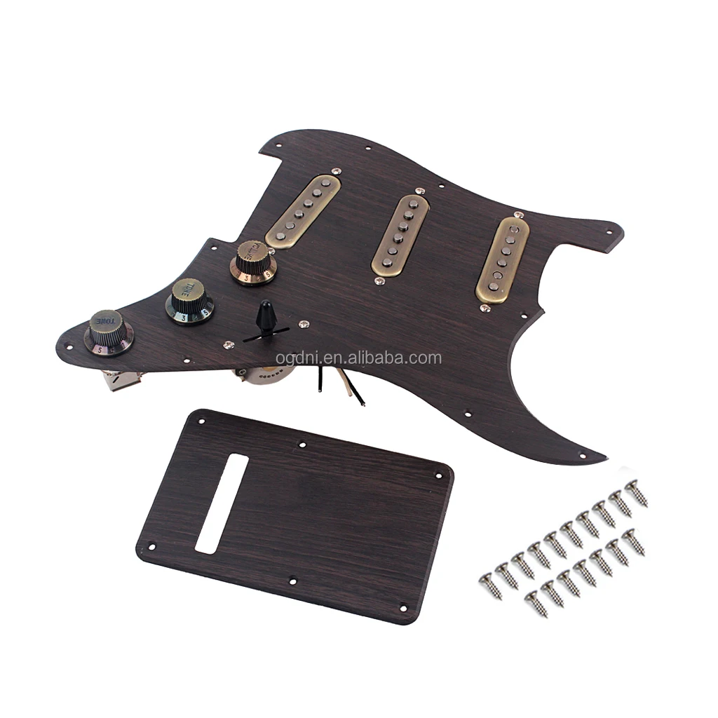 SSS Prewired Strat Pickguard - Alnico V Pickups & Rosewood Grain