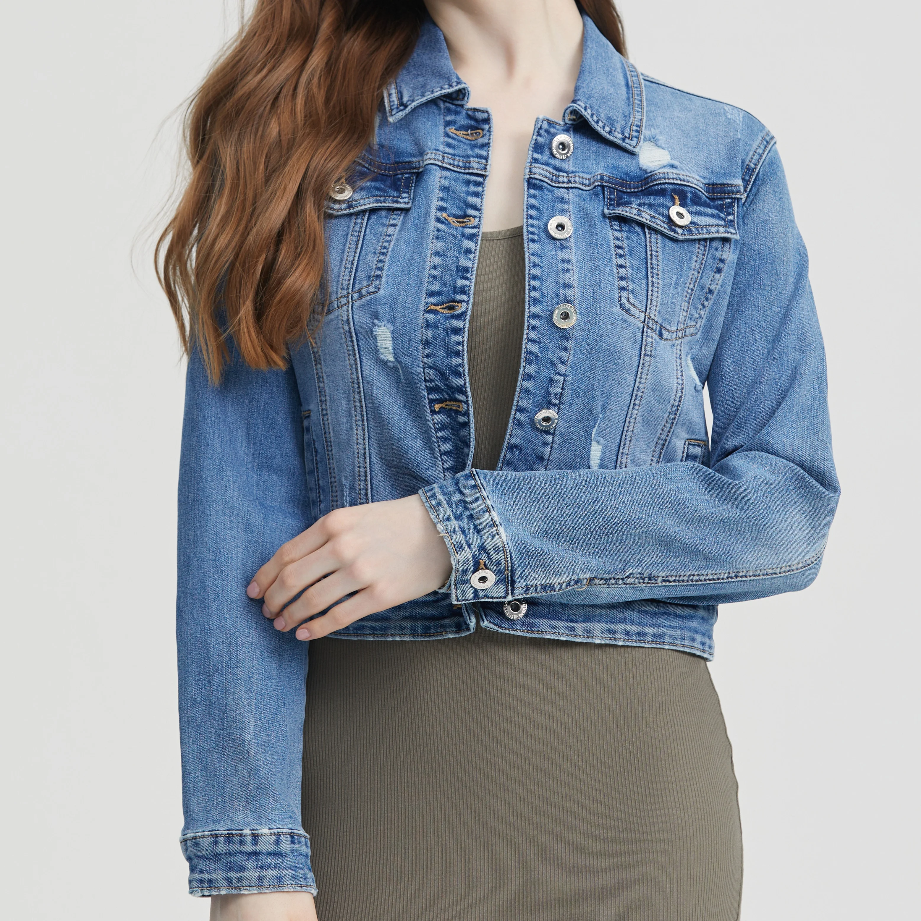 Wh039 Custom Denim Jeans Jacket Coat Women Cropped Jean Jackets ...