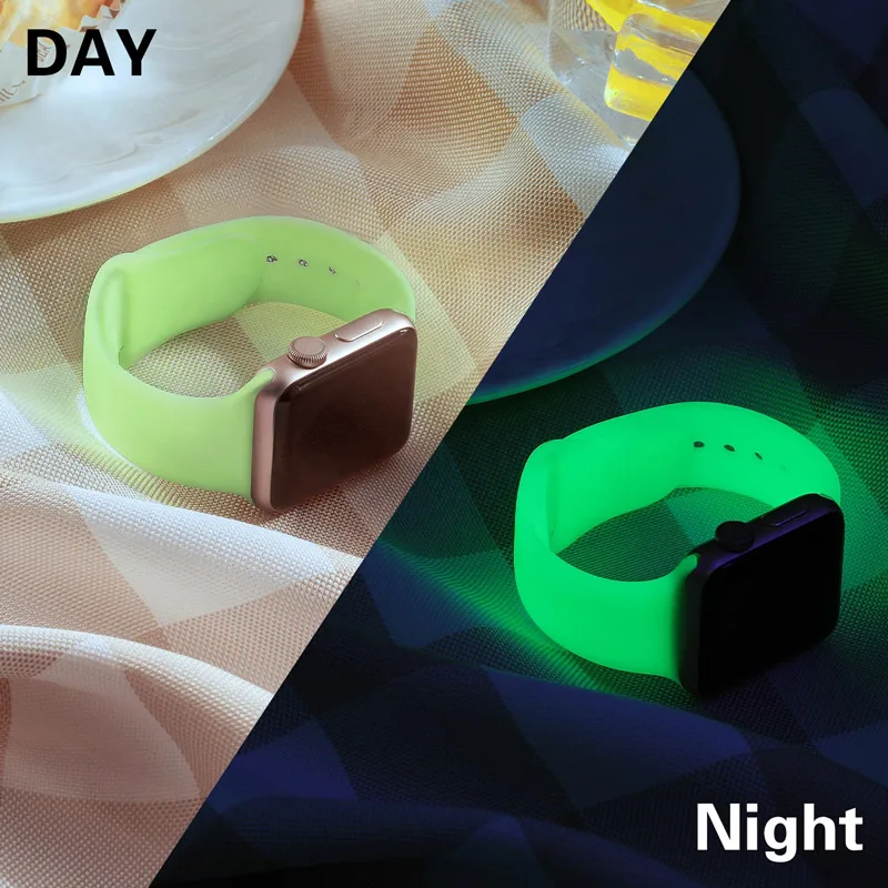 Luminous Watch Band Custom Night Vision Rubber Iwatch Band Noctilucent ...