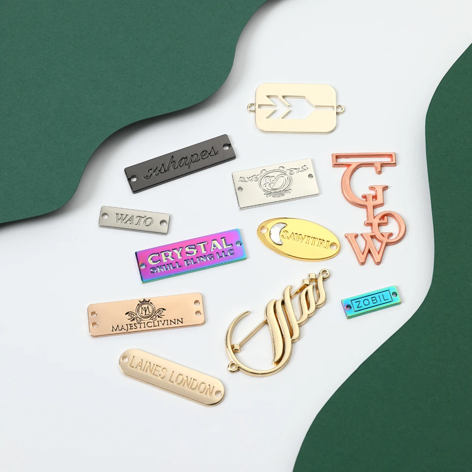 Metal Name Label Custom Gold Sewing Letter Brand Metal Sew Clothing ...