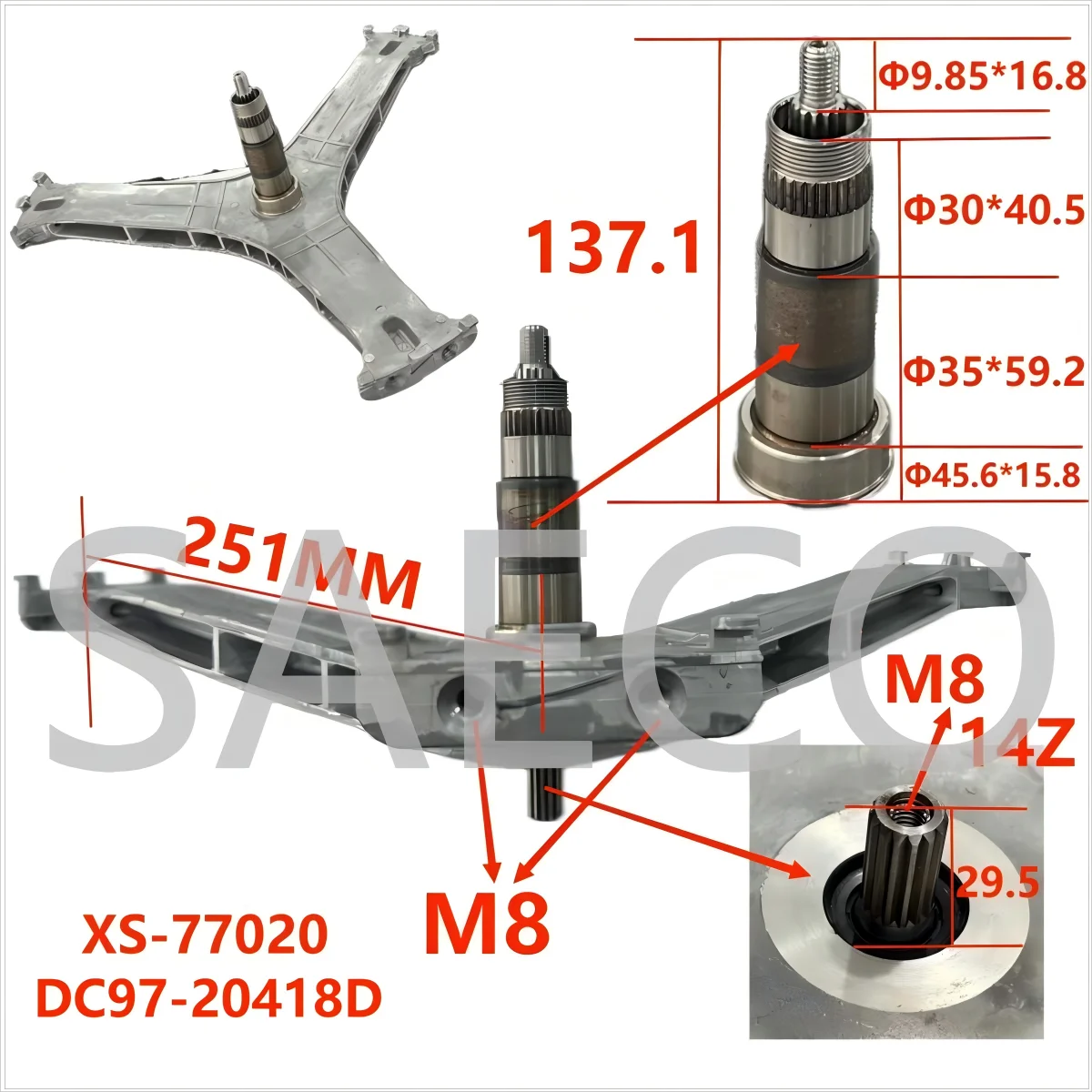 Samsung Washing Machine Drum Spider DC97-11292A XS-77008 Washing ...