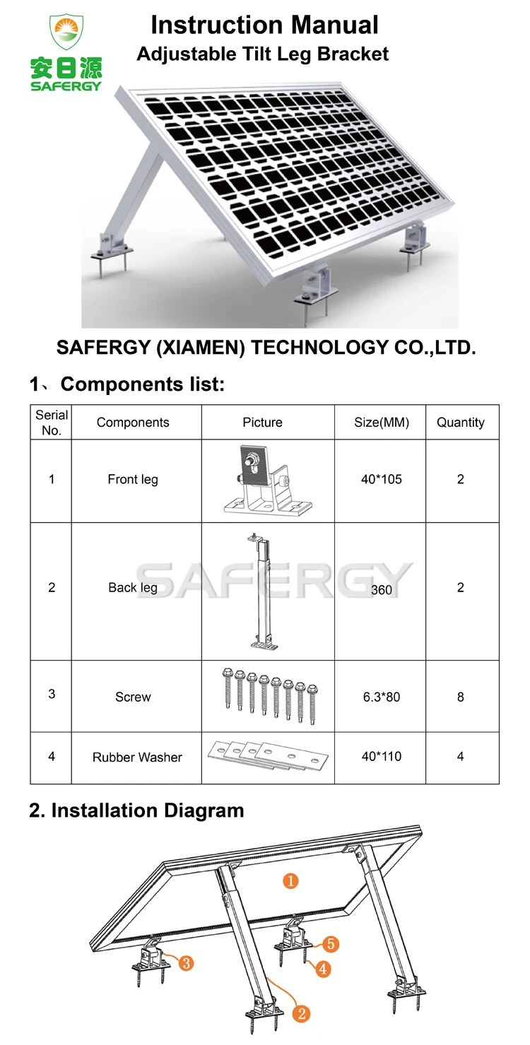 Adjustable Support Solar Mounting Adjustable Solar Panel Tilt Mounting ...