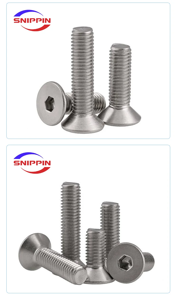 304 A2 Stainless Steel Din7991 Hexagon Hex Socket Head Flat Countersunk Allen Bolt Screw M1.6 M2 ...