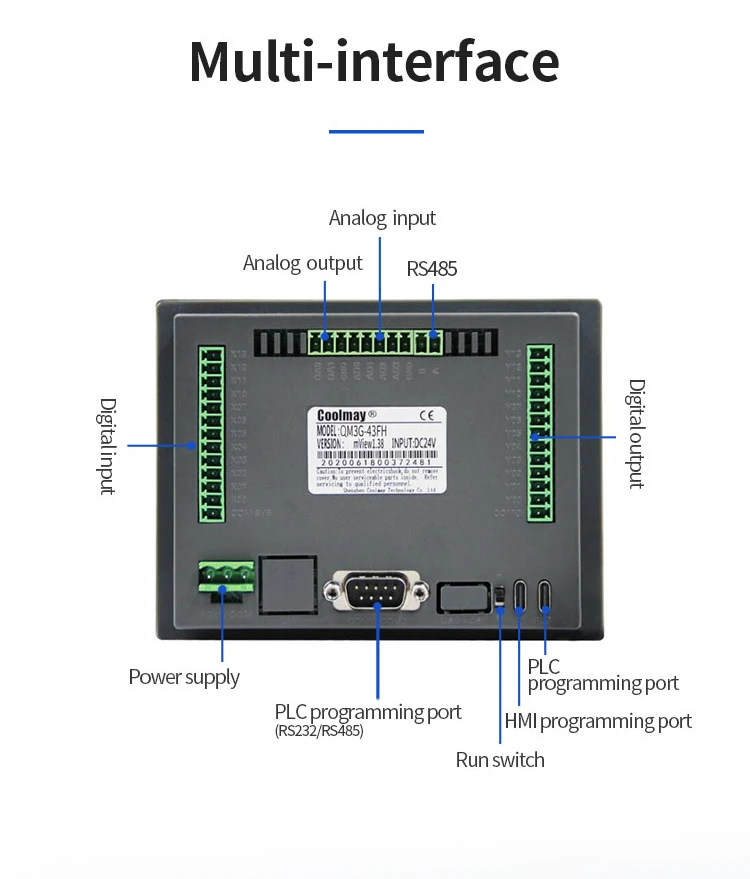 HMI PLC All in One 3 Analog Inputs Temperature and Humidity Controller ...