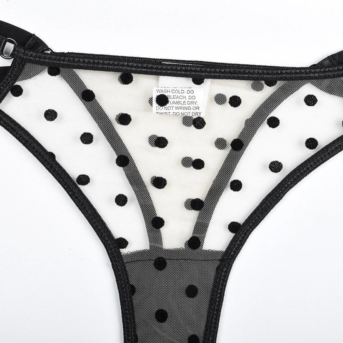 Women Underwear Dot Sheer Lingerie Set And Brief Mesh Lace G String Bra