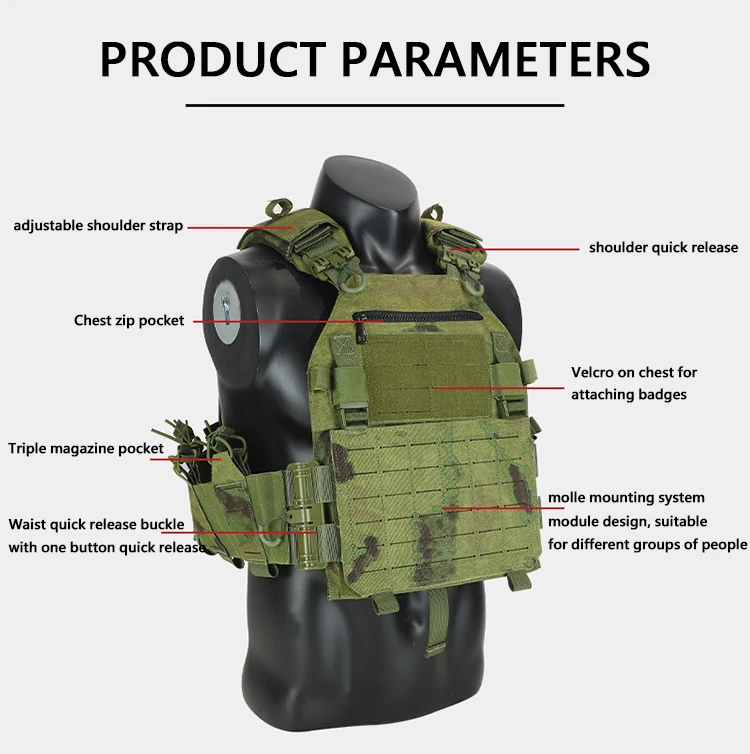 Yuda High Quality Fast Release Laser Cut Plate Carrier Molle Chalecos Tactico K19 Tactical ...