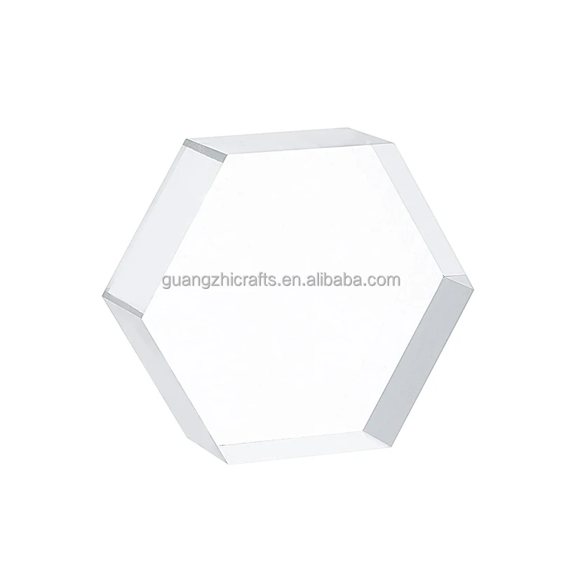 Clear Acrylic Display Block Hexagon Shaped Acrylic Solid Block With ...