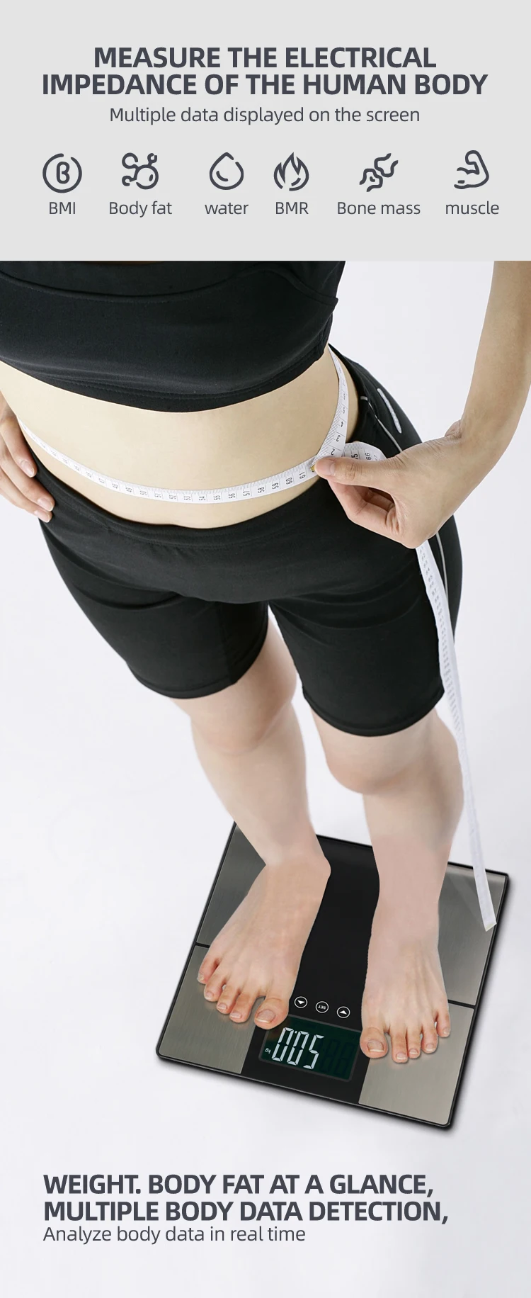 Human Body Weight Measuring Balance Bath ABS Glass Platform Digital ...