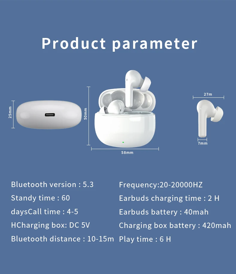 HWD Waterproof Active Noise Cancelling Earbuds A60 Pro