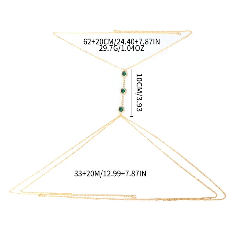 Sexy Green Crystal Rhinestone Chest Chain Belly Waist Body Jewelry ...