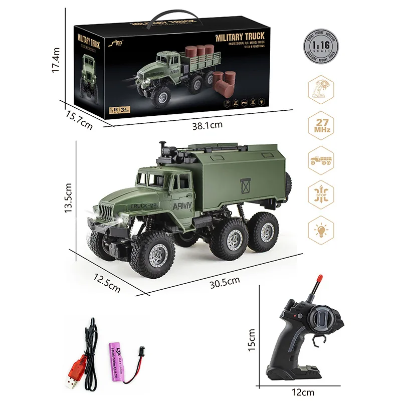 Rc Military Trucks Off-road Remote Control Car 4wd 1:16 Scale Toy ...