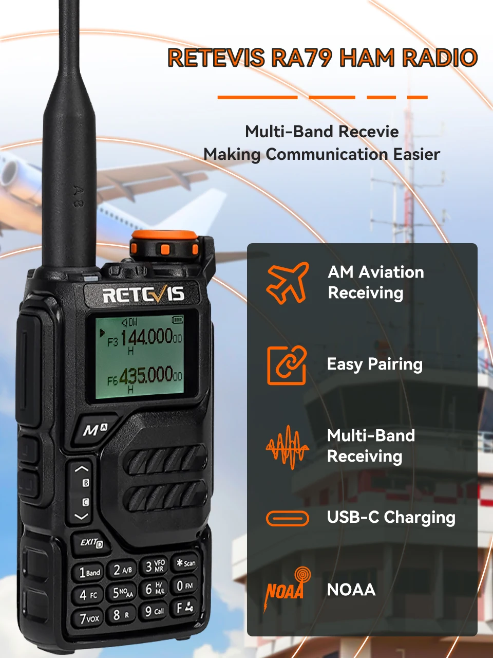 Retevis RA79 - Dual Band Type-C Charging Ham Radio Walkie Talkie