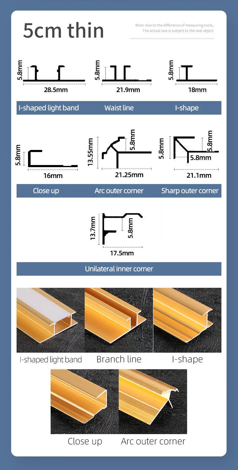 Aluminum Alloy Corner Edge Closing Line Wainscot 9 12mm 18 I-line Wood ...