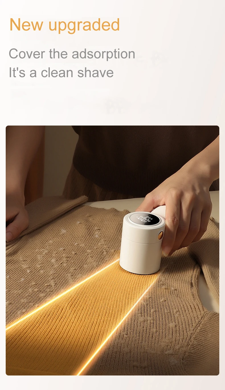 Digital Display Wireless Laundry Fabric Shaver - Portable Lint Remover