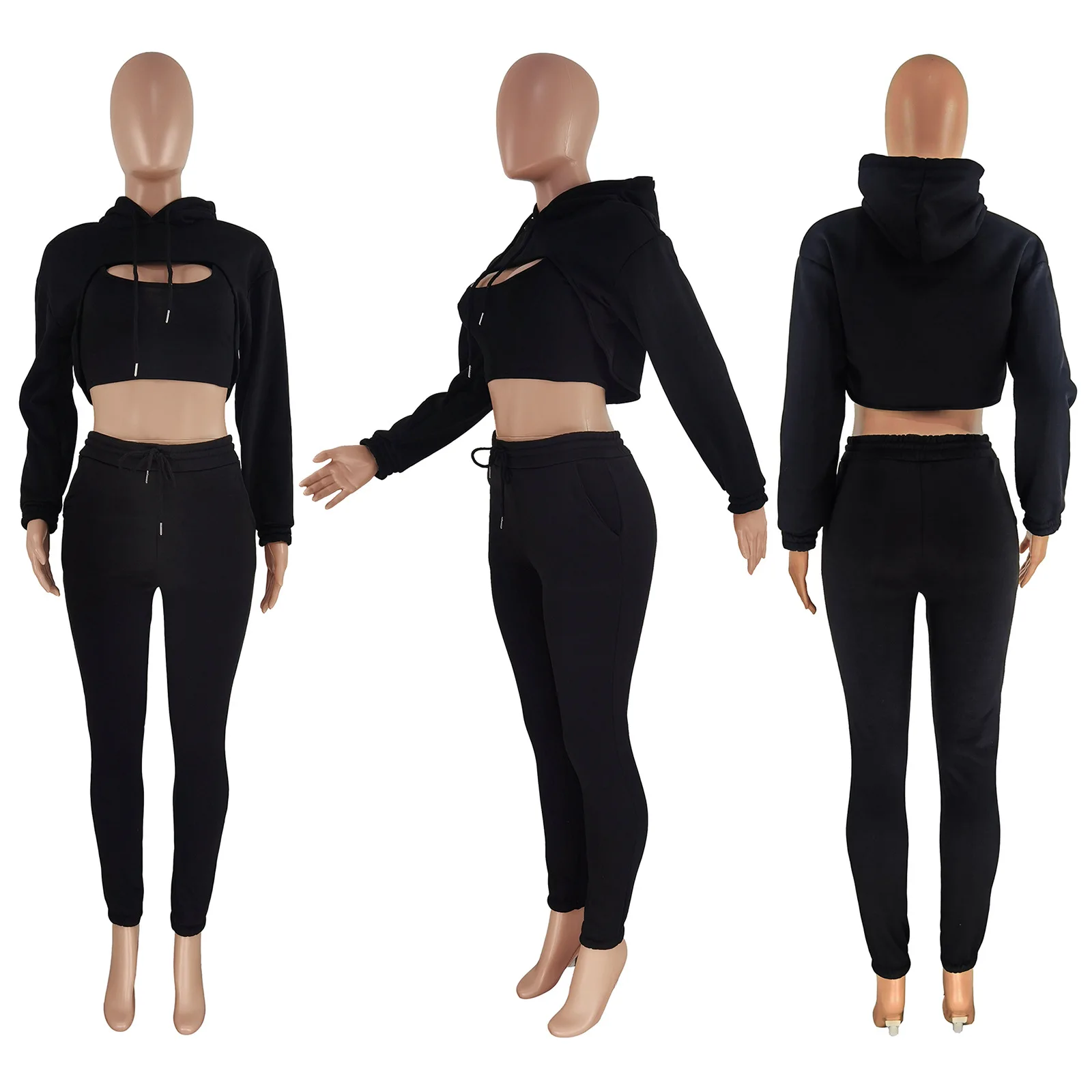 2021 New Custom Jogger Suit Fall 2021 Women Clothes 3 Pieces Lounge