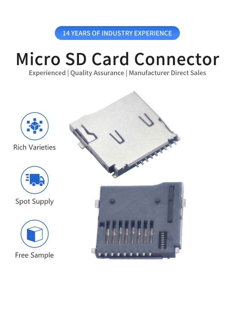 9 Pin 1.85h Tf Push Push Smd Type Adapt Micro Sd Memory Card Connector ...