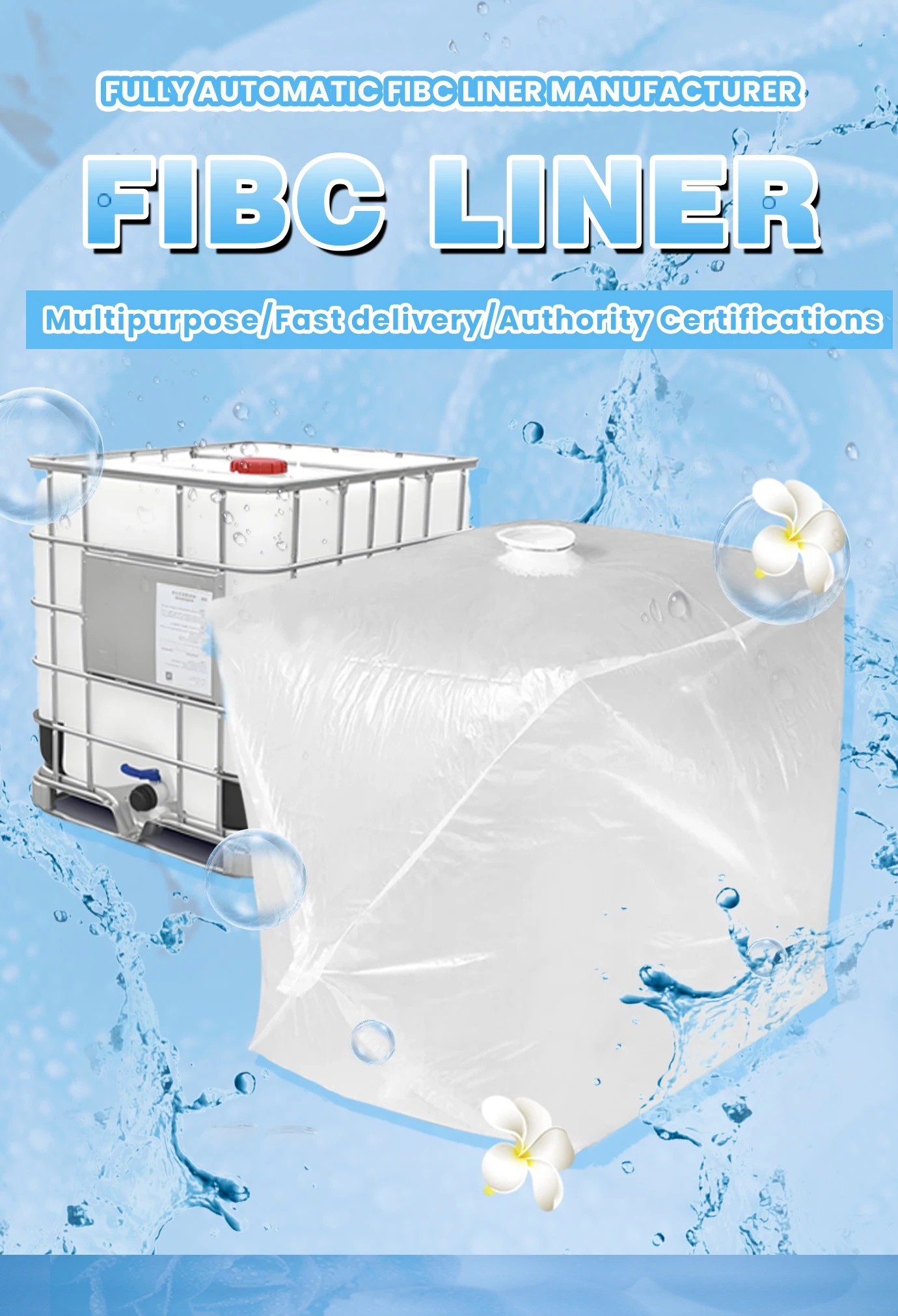 1000L Liquid Aseptic Packaging Bag IBC Flexitank Container