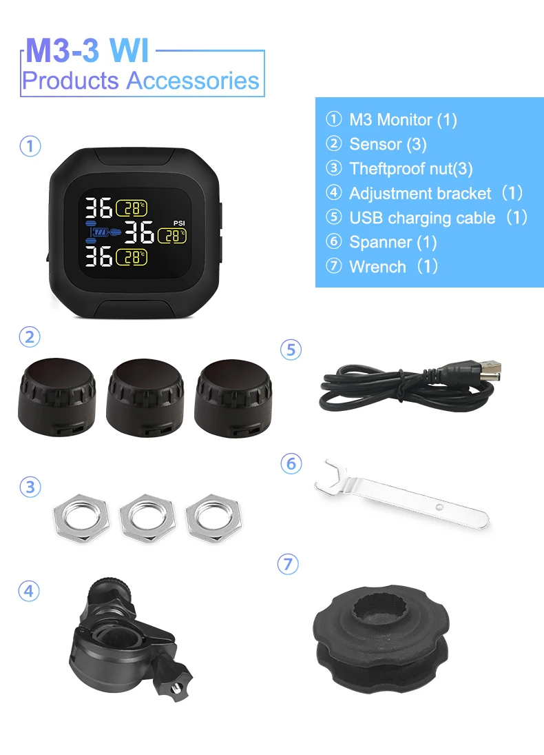 Harley Davidson Digital TPMS for Trike Bikes with 3 Mini Sensors OEM