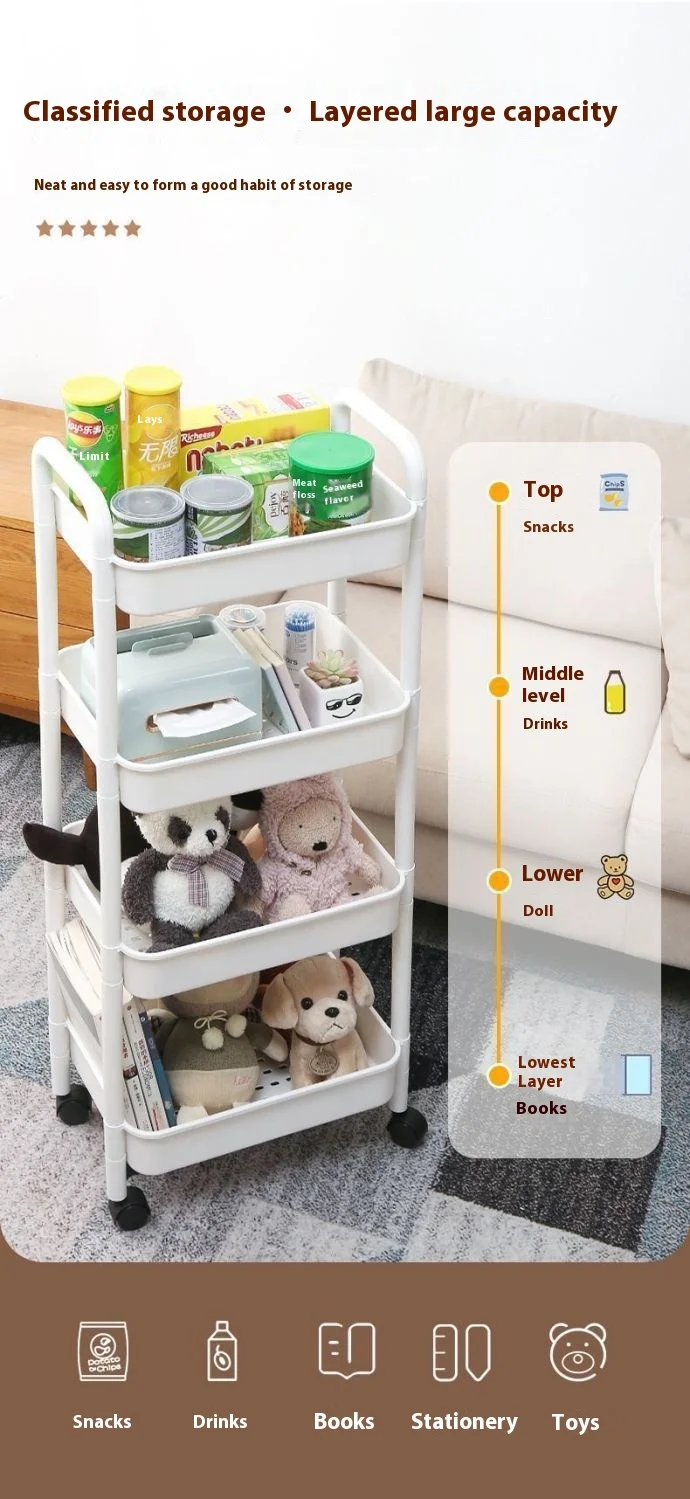 Wheeled Trolley Toilet Storage Rack - Multi-Layer & Portable