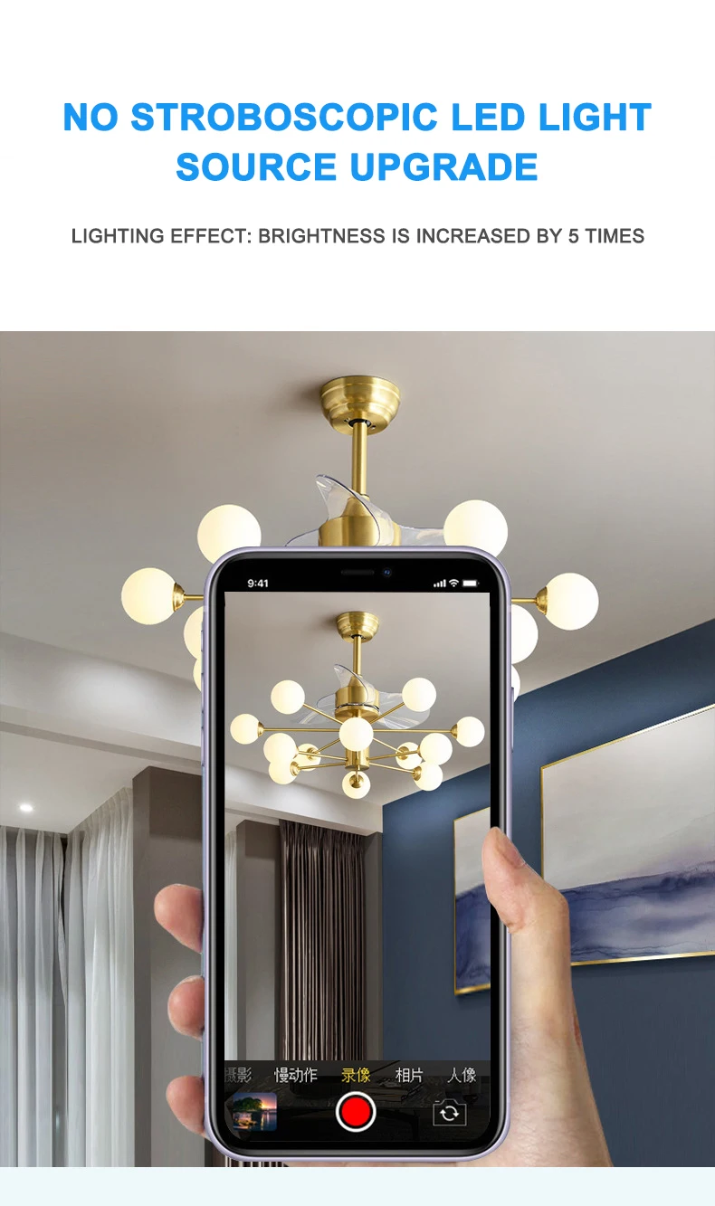 Modern Luxury Home Stealth Ceiling Fans With Led Lights Remote Control ...