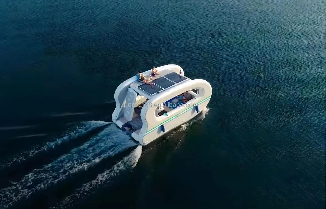 Custom Electric Catamaran Cruising Pontoon Portable Boat Foldable ...