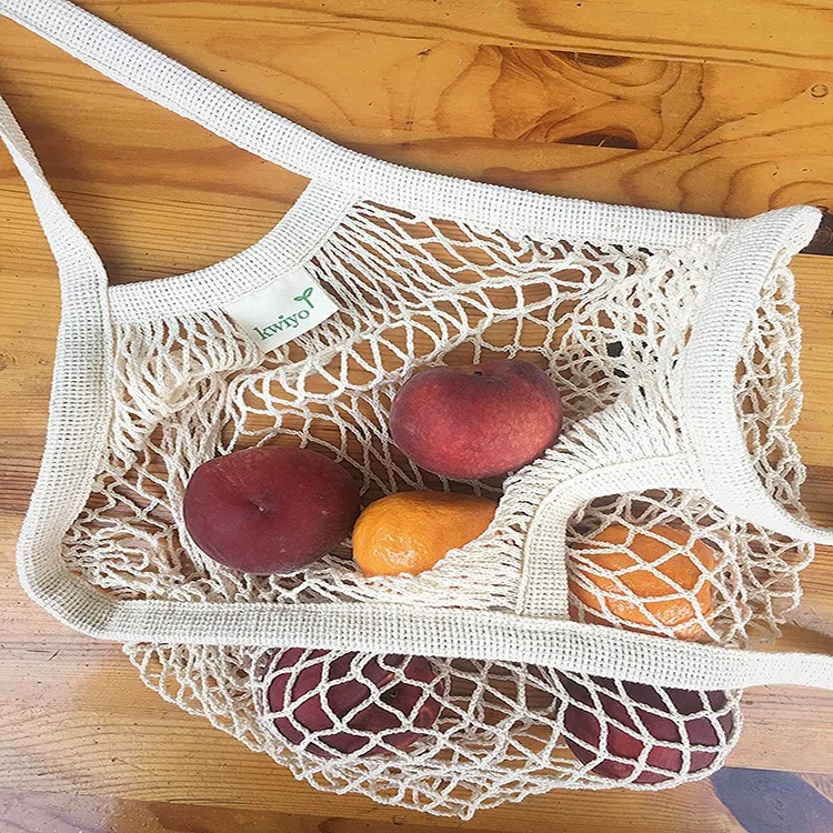 Custom Logo Large Reusable Cotton Mesh Bag for Groceries
