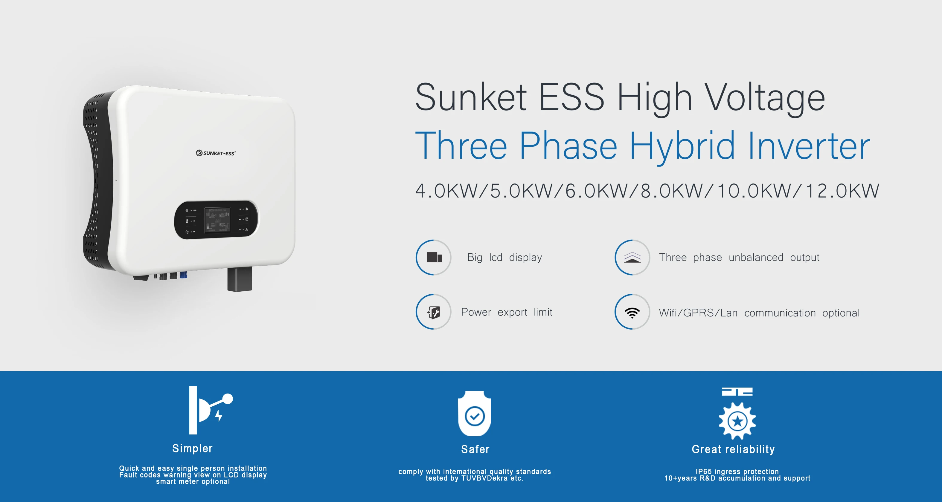 Sunket 48v 4kw 5kw 6kw 8kw 10kw 12kw Three Phase Hybrid Solar Inverter ...