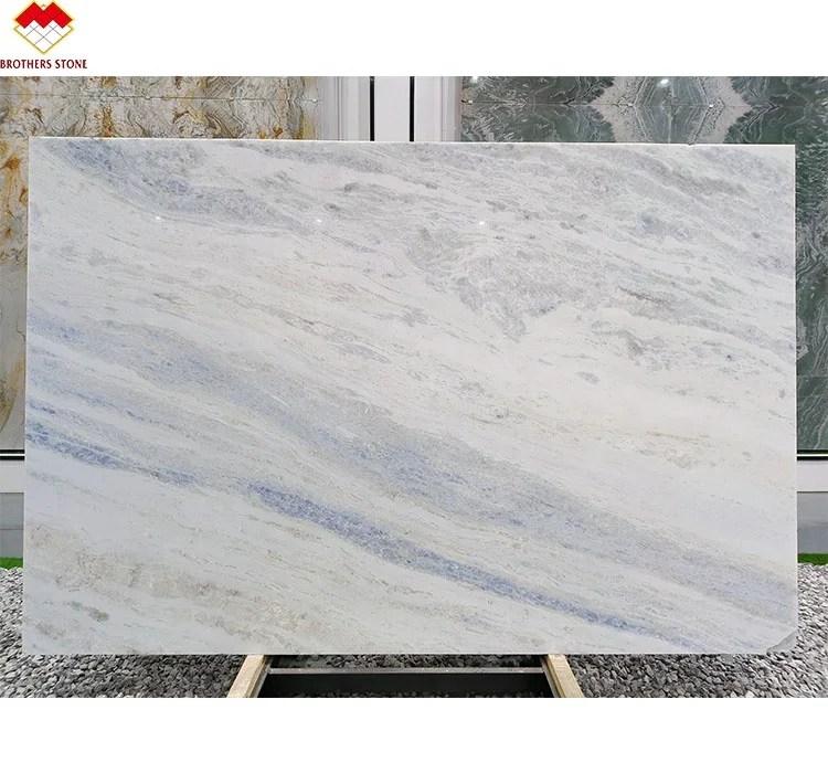 Fantasy Blue Marble Vanity Top - Custom Blue Crystal Quartz