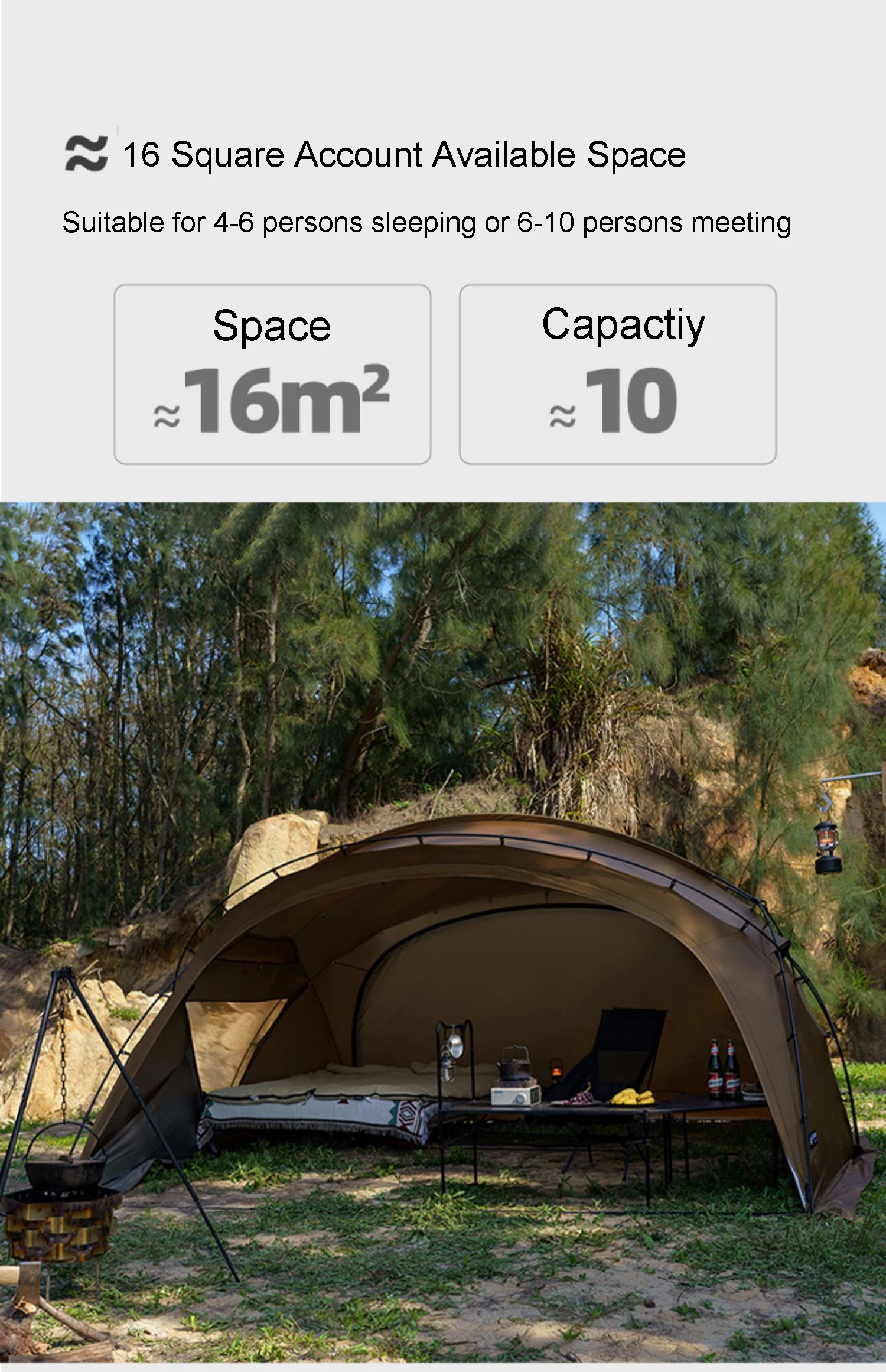 3F GEAR Beetle Tunnel Tent - 5-8 Person Spherical Camping Dome Tent