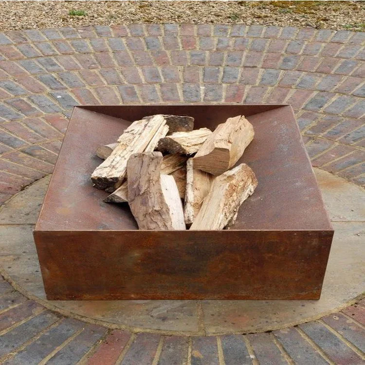 Outdoor Garden Decorate Trapezoid Corten Steel Brazier Fire Pit