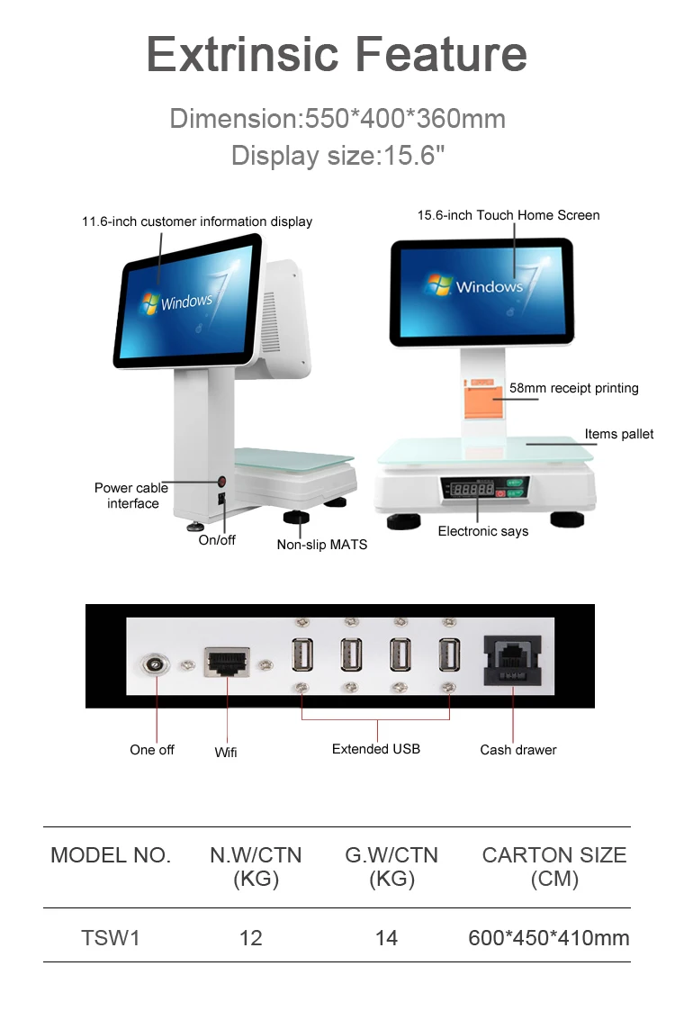 Professional Touch Scale Windows Pos 15.6 Inch Pos-terminal Pc Screen ...