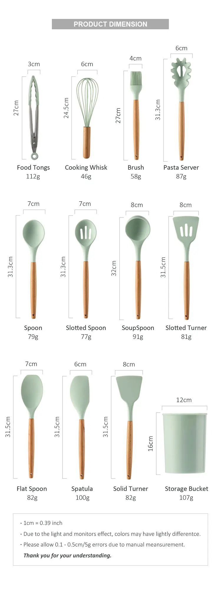 12PCS in 1 Set Wooden Handle Kitchenware - Non Stick Accessories